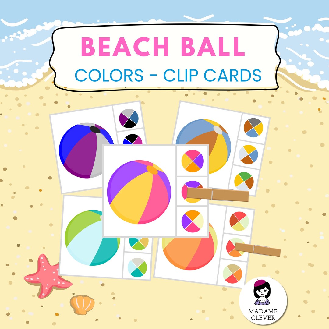 Beach Ball Colors Clip Cards | Printable Color Recognition & Matching ...