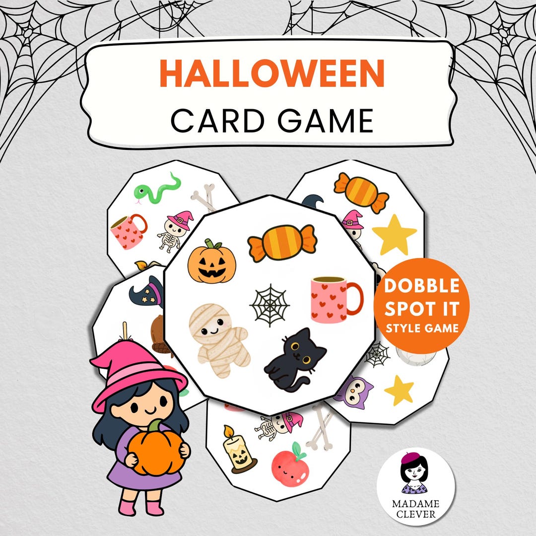 Halloween Printable Game for Kids | Spot It Style Halloween Matching ...