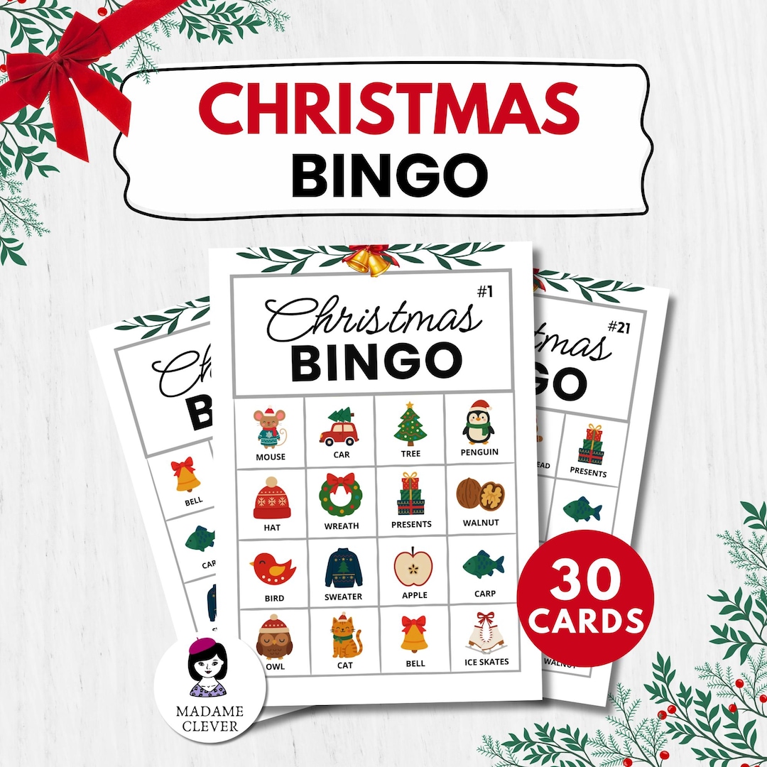 30 cartelas de bingo de Natal, jogo de bingo natalino, jogos para festa ...