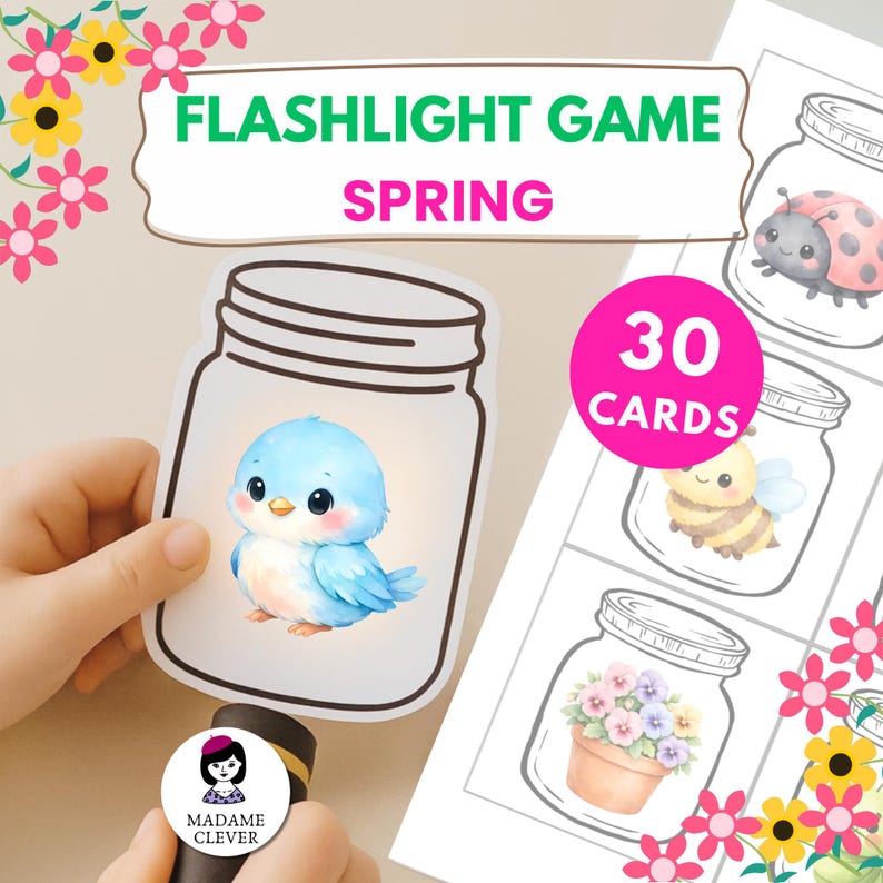 Spring Printable Flashlight Reveal Game | Hidden Picture Activity ...