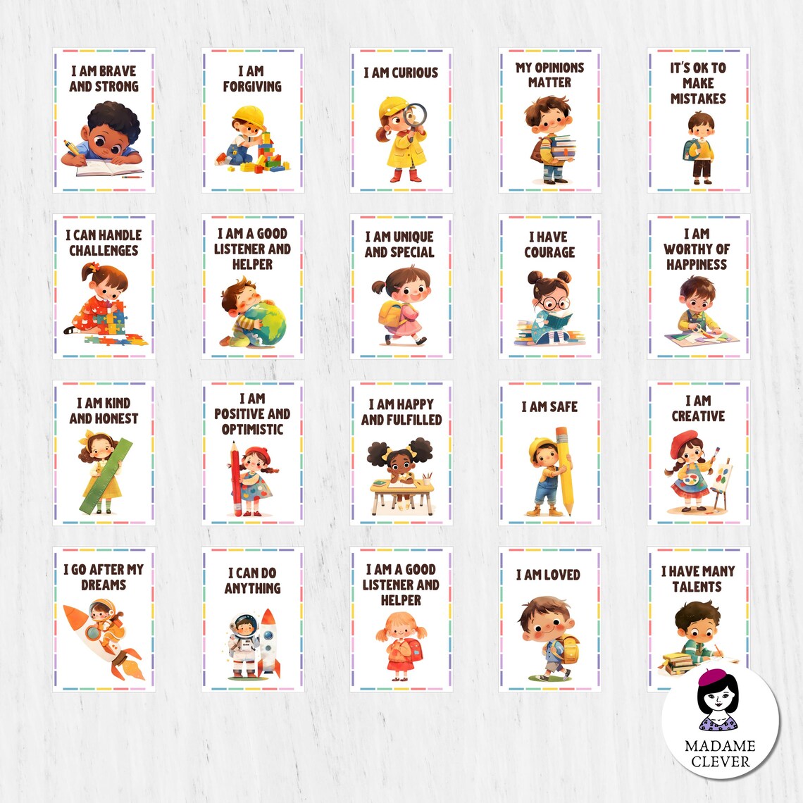 Affirmation Cards for Kids Printable Kids Affirmation Cards Positive ...