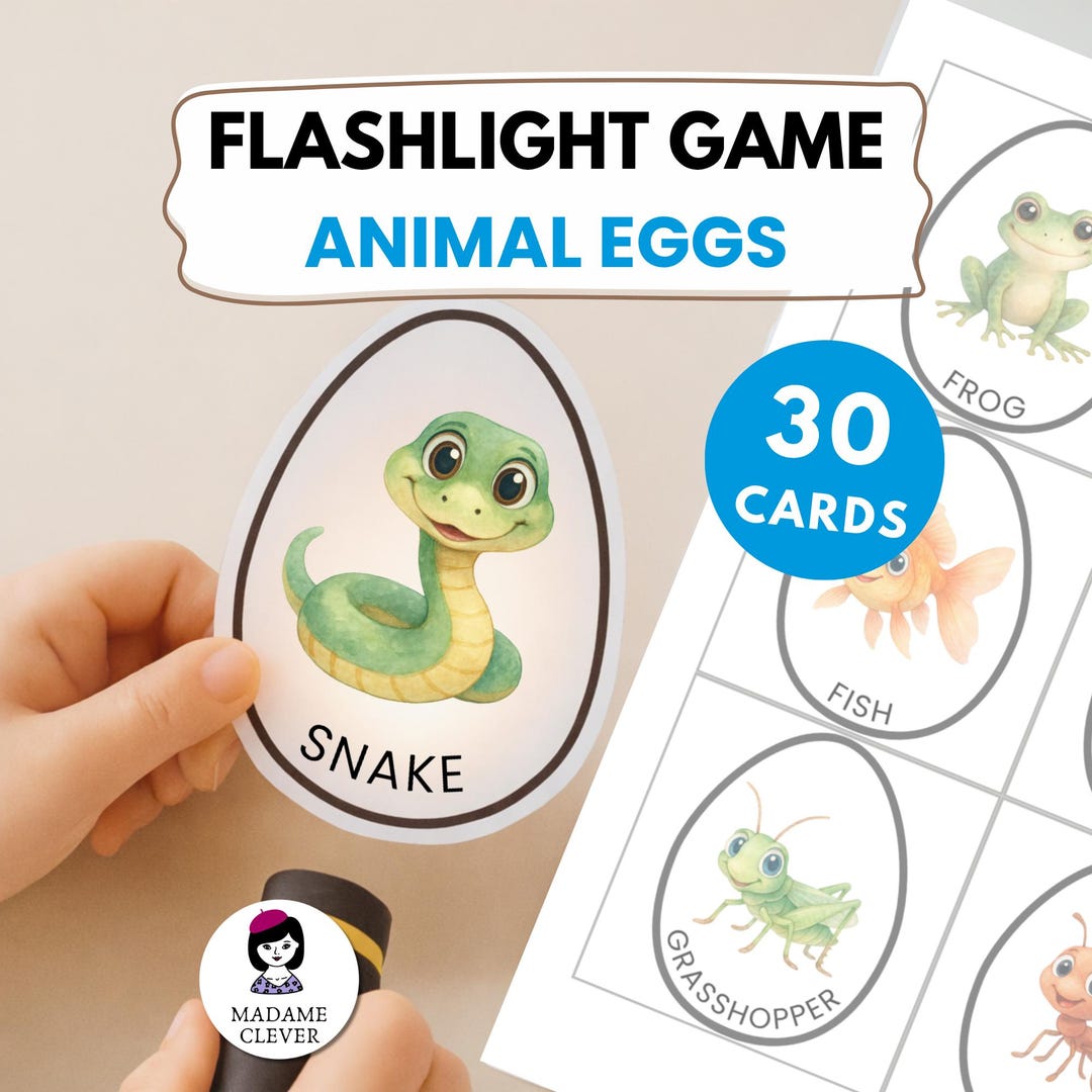 Animal Easter Egg Flashlight Game – Printable Matching Cards (digital ...