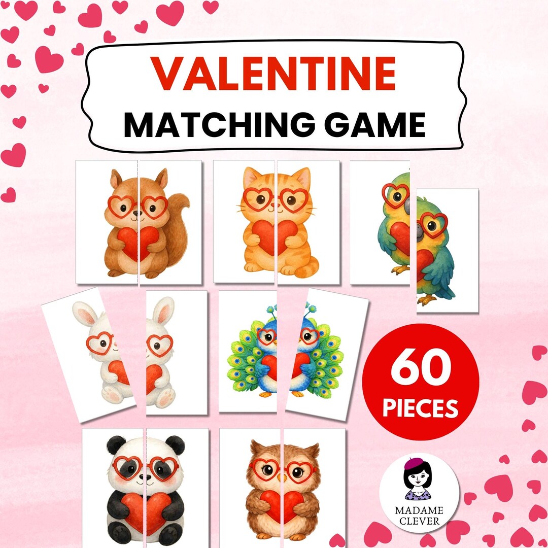 Printable Valentine Matching Game for Toddlers and Preschoolers ...