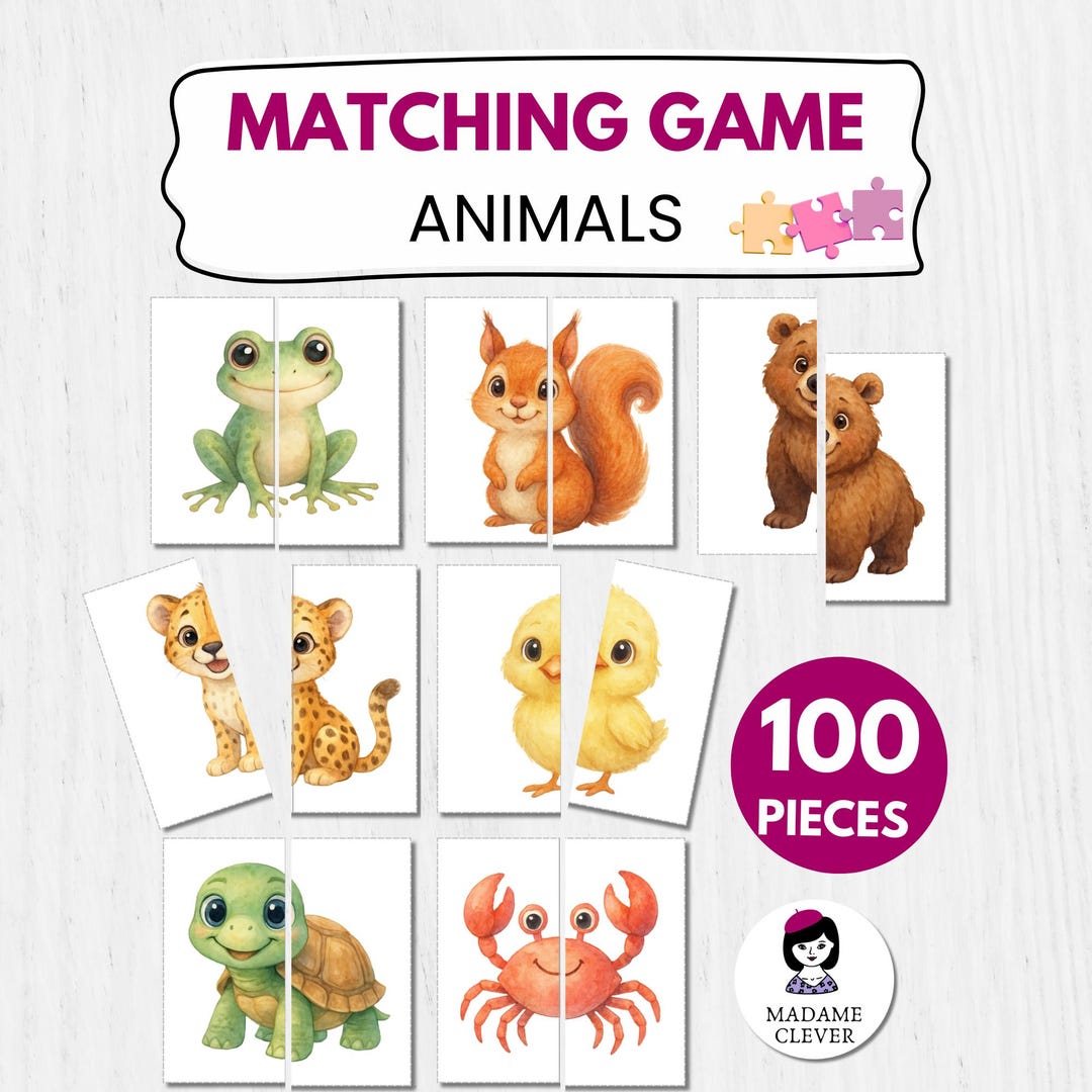 Printable Animal Matching Game for Toddlers and Preschoolers | Find a ...