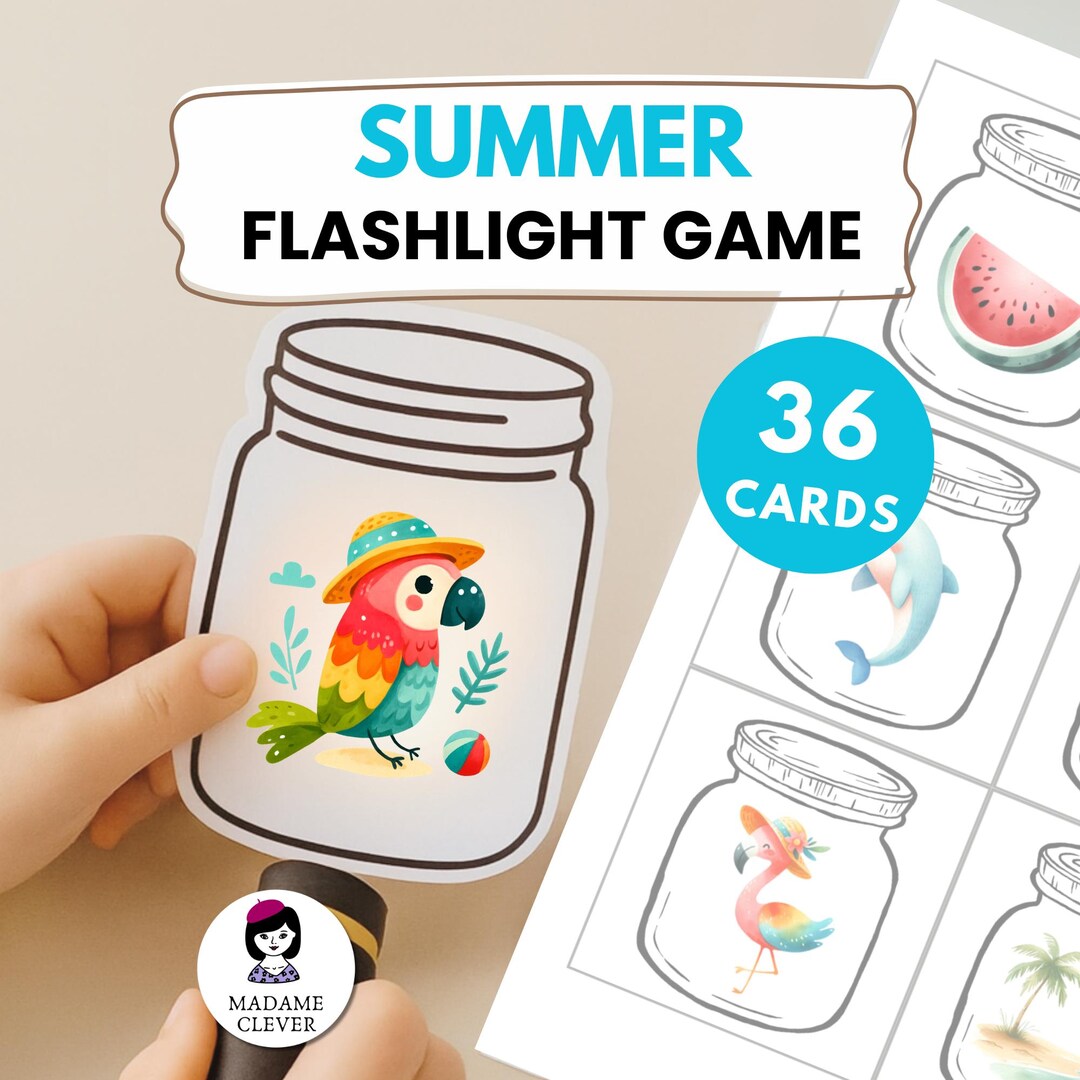 Summer Printable Flashlight Reveal Game | Hidden Picture Activity ...