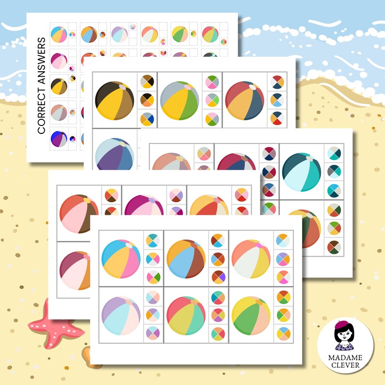 Beach Ball Colors Clip Cards | Printable Color Recognition & Matching ...
