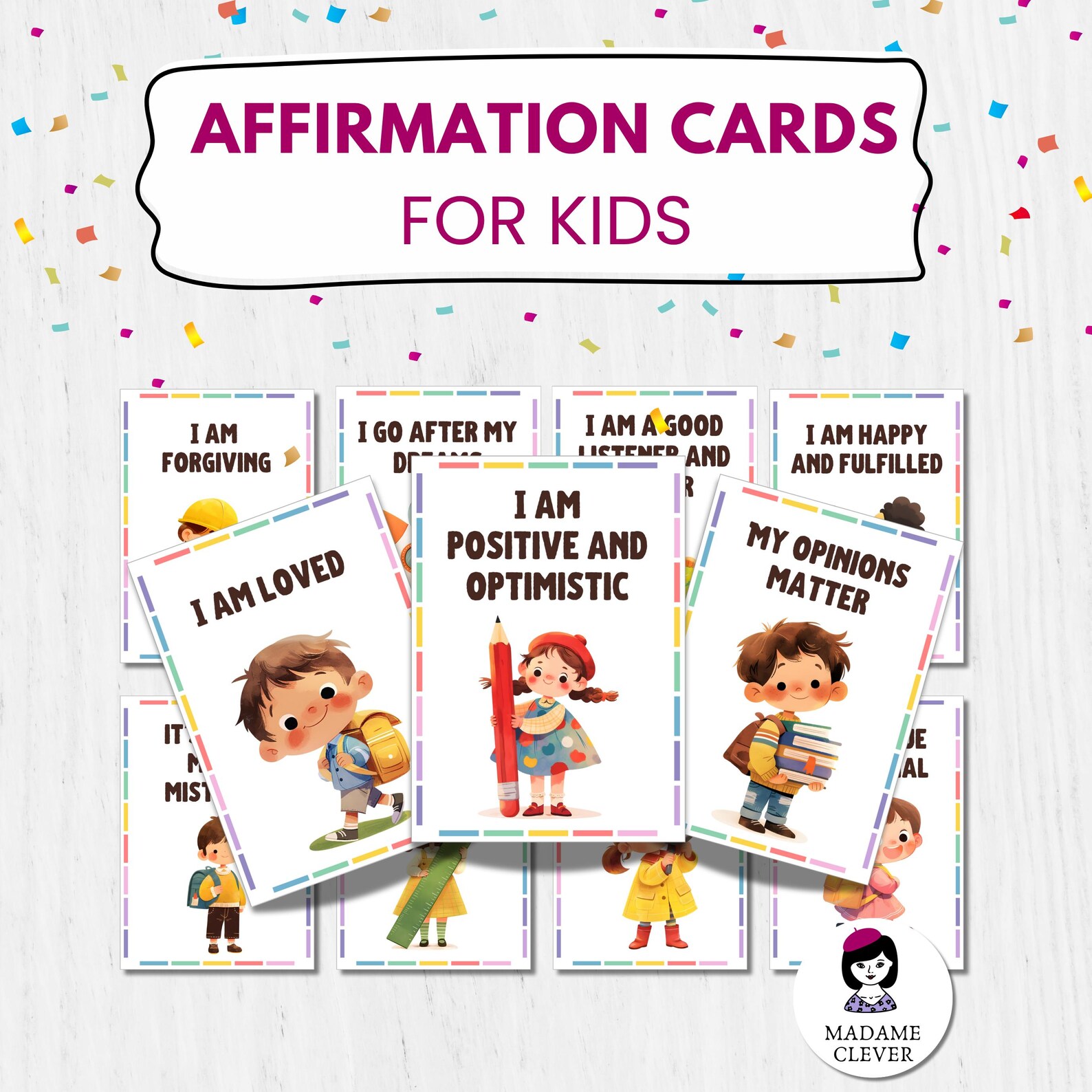 Affirmation Cards for Kids Printable Kids Affirmation Cards Positive ...