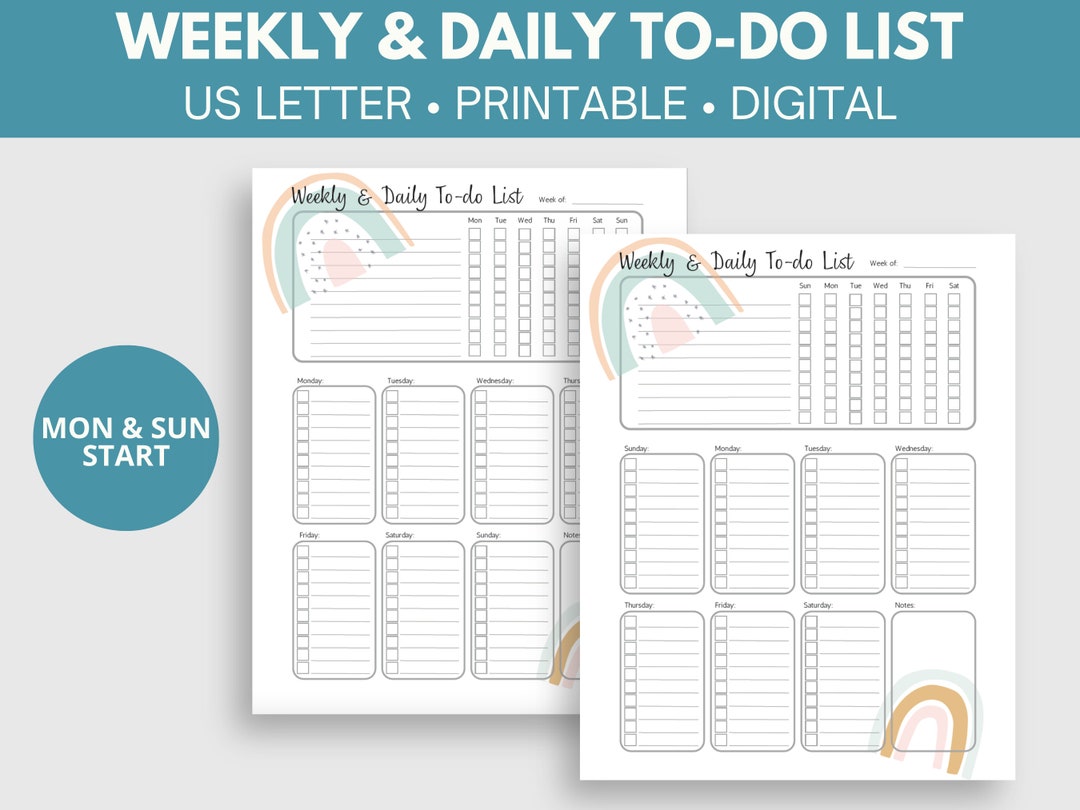 Weekly & Daily Checklist PDF Printable Checklist Task Schedule Daily ...