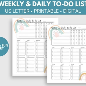 Weekly & Daily Checklist PDF Printable Checklist Task Schedule Daily ...