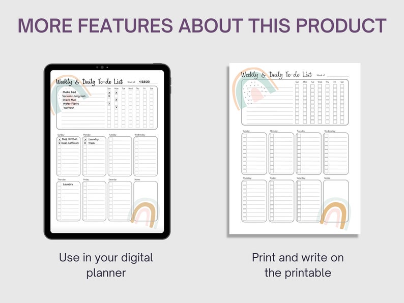 Weekly & Daily Checklist PDF Printable Checklist Task - Etsy