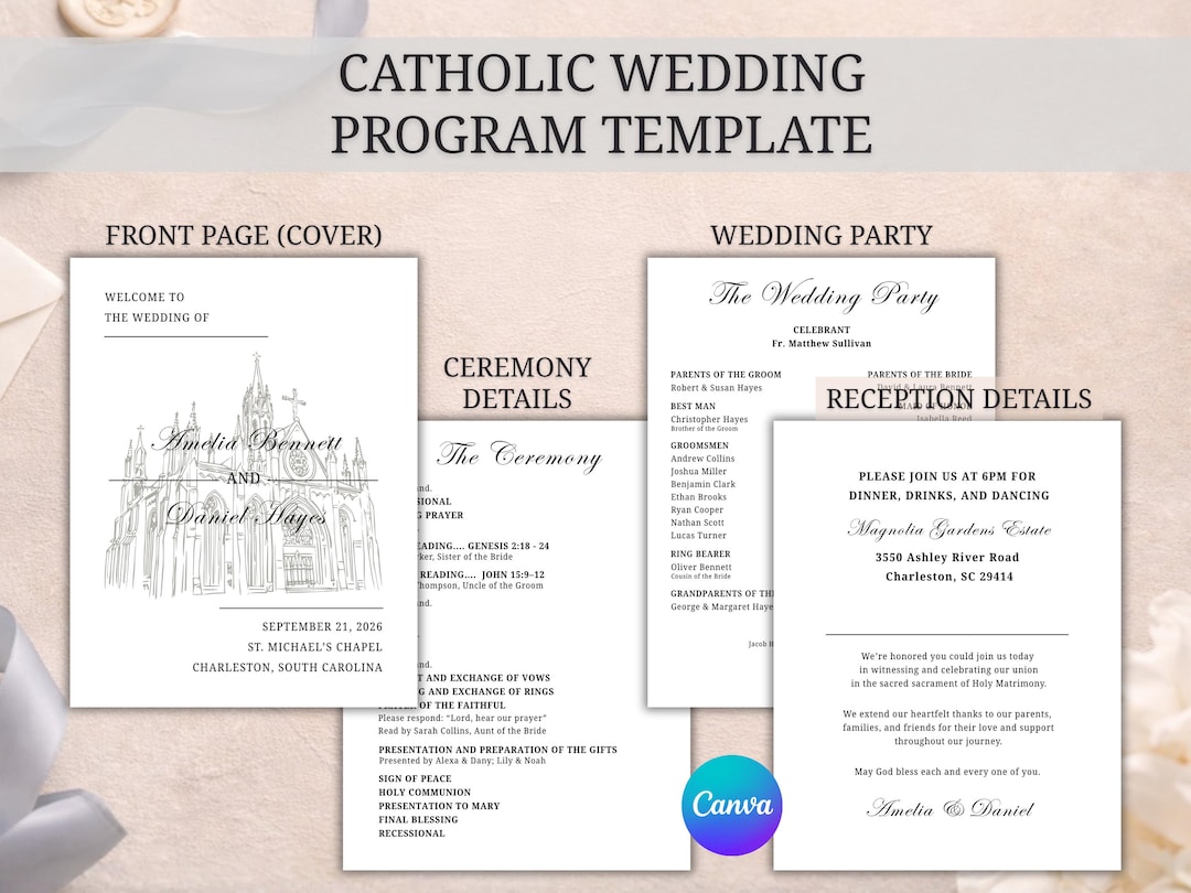 Catholic Wedding Program Template, Catholic Wedding Ceremony, Catholic ...