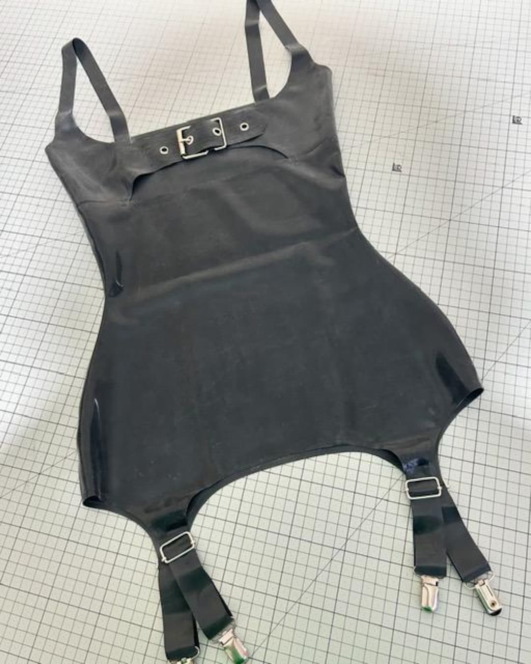 Latex Rubber Buckle Bust Corselette Micro Dress - Etsy