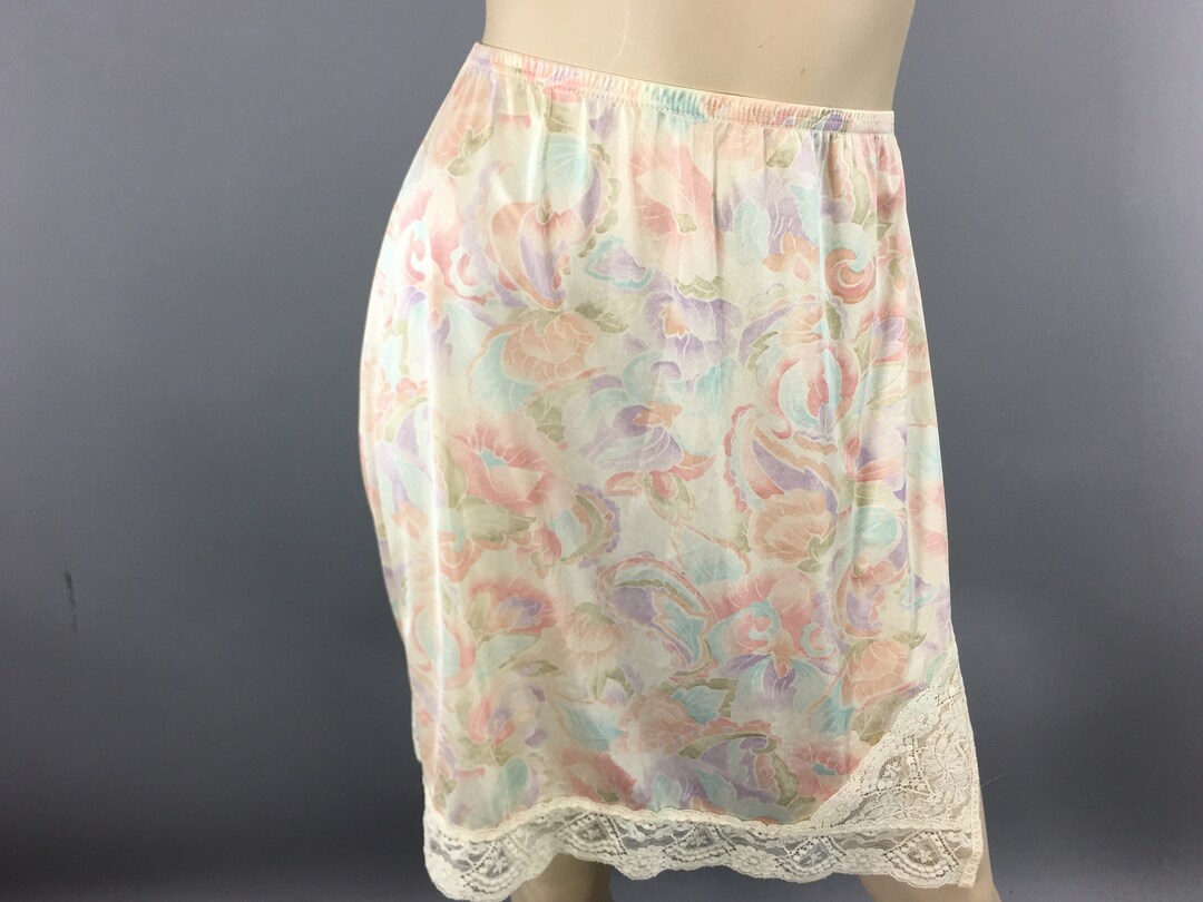 1960s /70s Vanity Fair Floral and Lace Half Slip,pastel Slip Skirt ...
