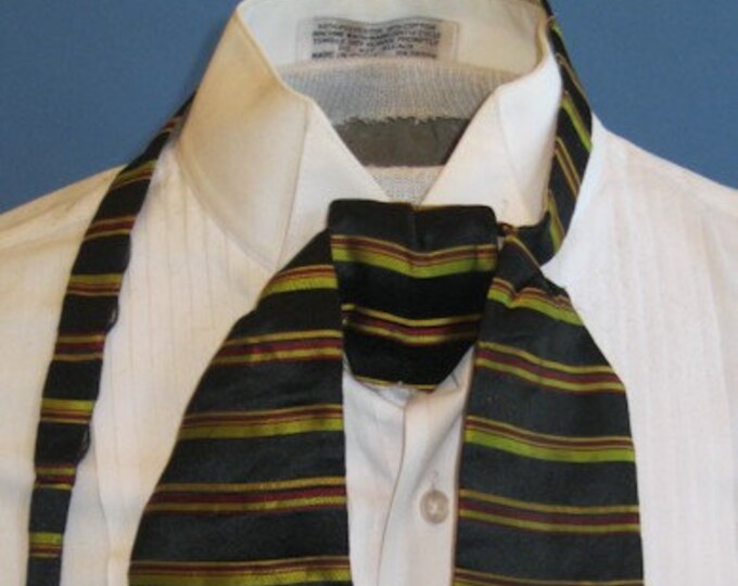 1880 Victorian Era Ascot Tie Gentlemans Black Silk Stripe Steampunk ...