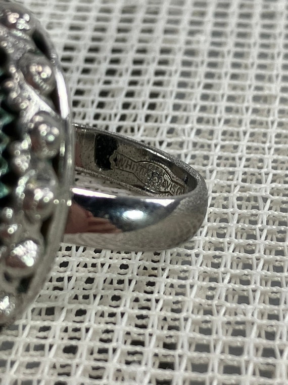 Whiting and Davis Ring, Vintage Hematite Silver Tone … - Gem