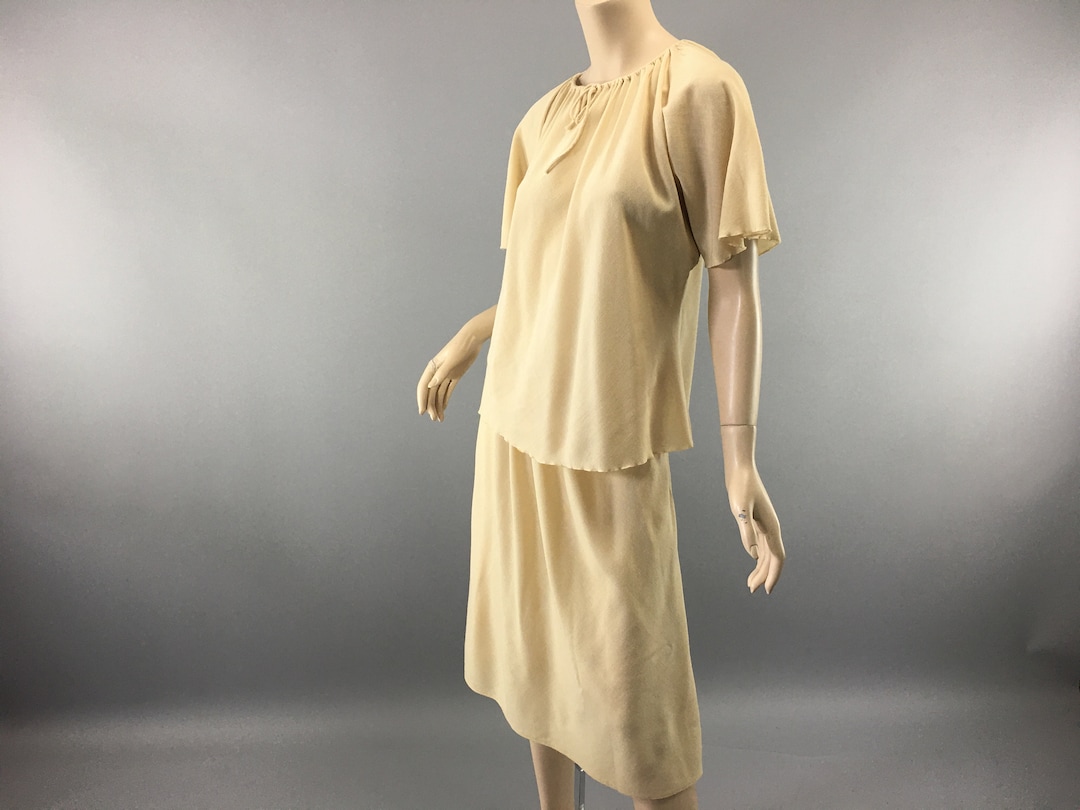 XS Vintage John Anthony Dress Beige 2 Piece Couture Blouse - Etsy