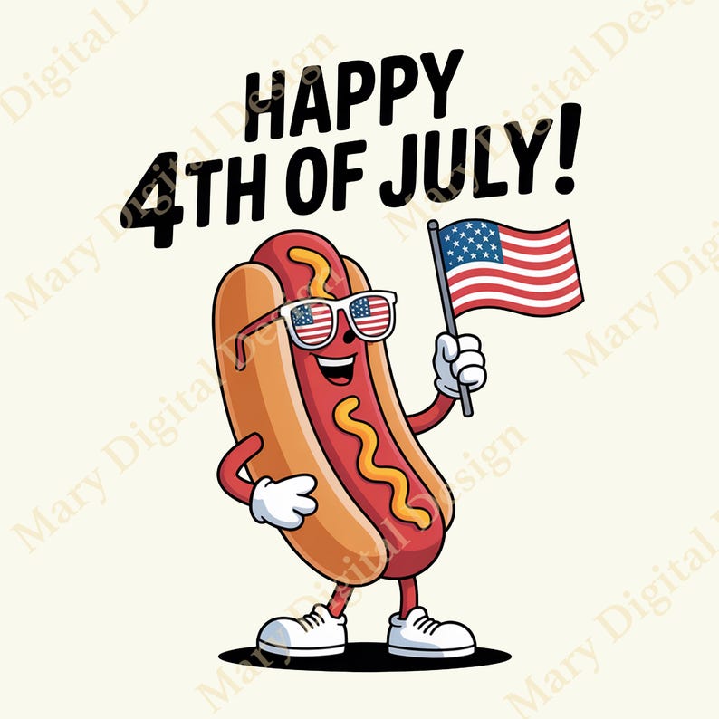 Hot Dog 4th of July Patriotic PNG Digital Download, Independence Day ...
