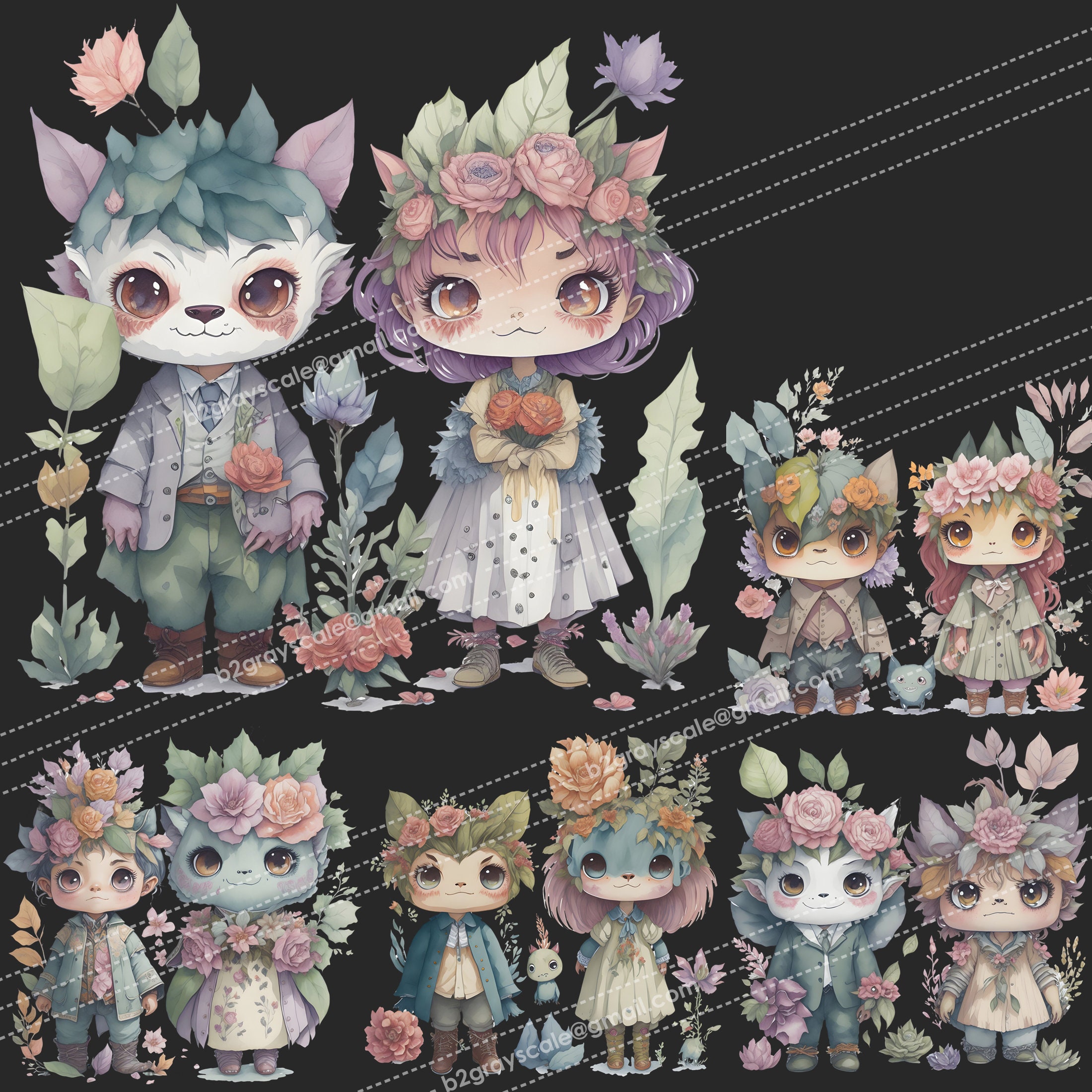 Little Fancy Monster Clipart Little Fancy Monster PNG - Etsy