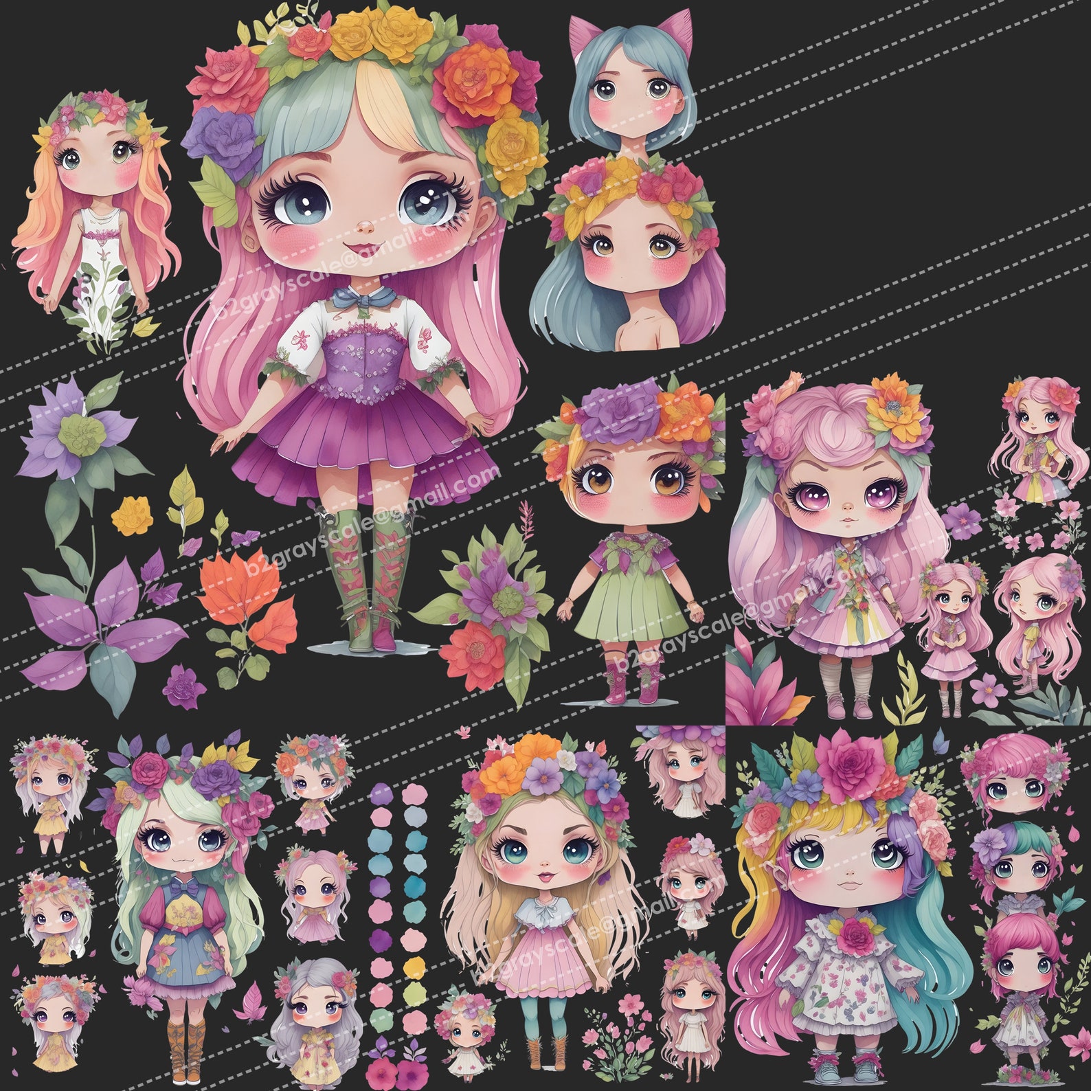 Rainbow Girls Clipart, Rainbow Spectrum PNG, Instant Download, Rainbow ...