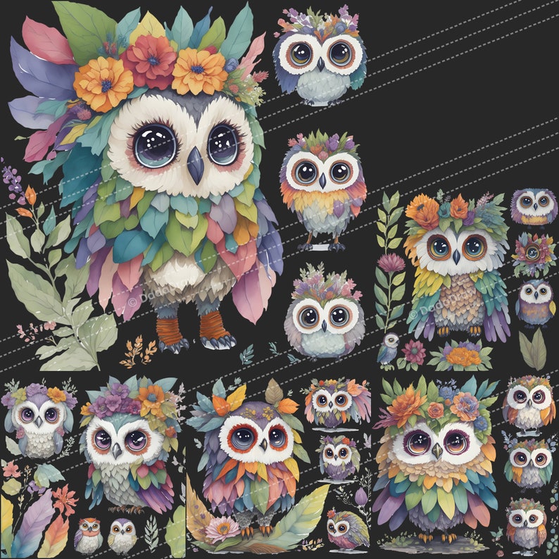 Rainbow Owlet Bird Clipart Rainbow Spectrum Owl PNG Owlet - Etsy