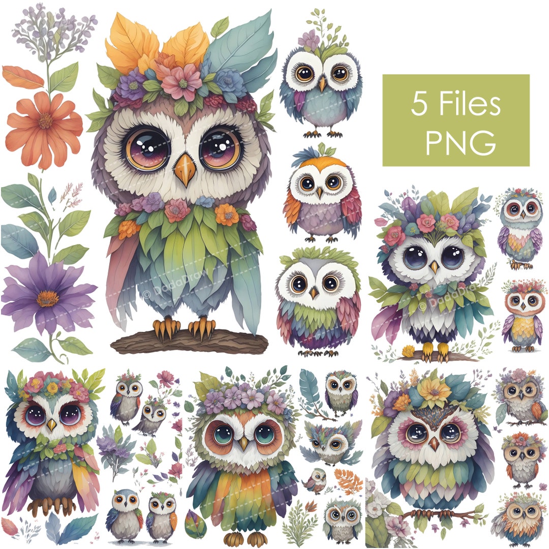 Rainbow Owlet Bird Clipart, Rainbow Spectrum Owl PNG, Owlet Instant ...
