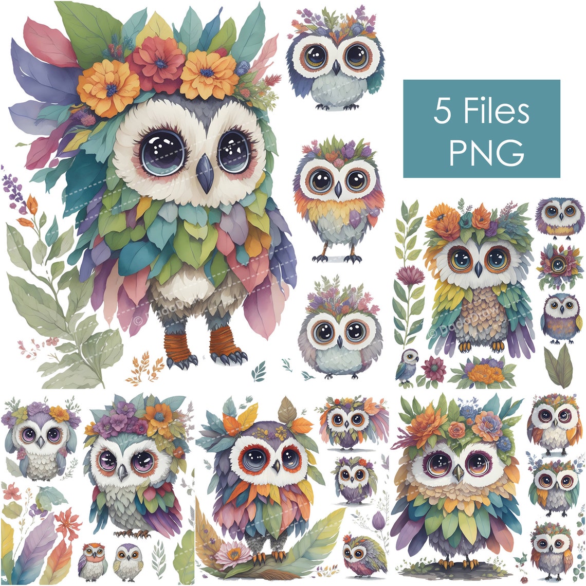 Rainbow Owlet Bird Clipart Rainbow Spectrum Owl PNG Owlet - Etsy