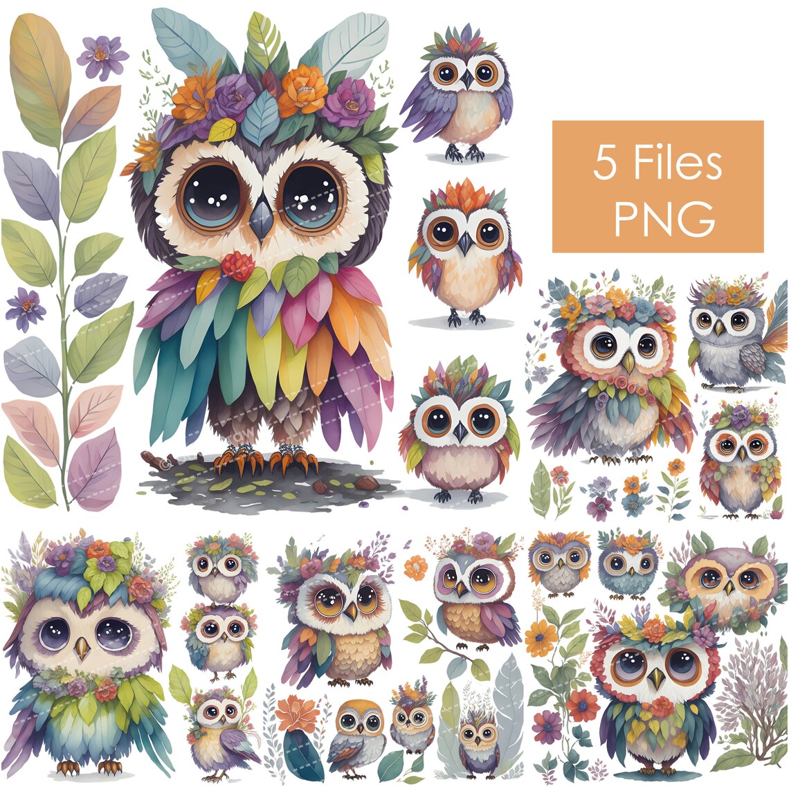 Rainbow Owlet Bird Clipart, Rainbow Spectrum Owl PNG, Owlet Instant ...