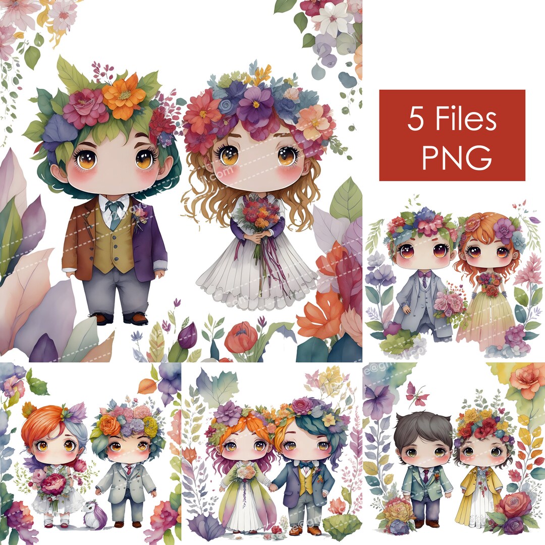 Rainbow Bride and Groom Clipart Cute Bride and Groom Wedding - Etsy