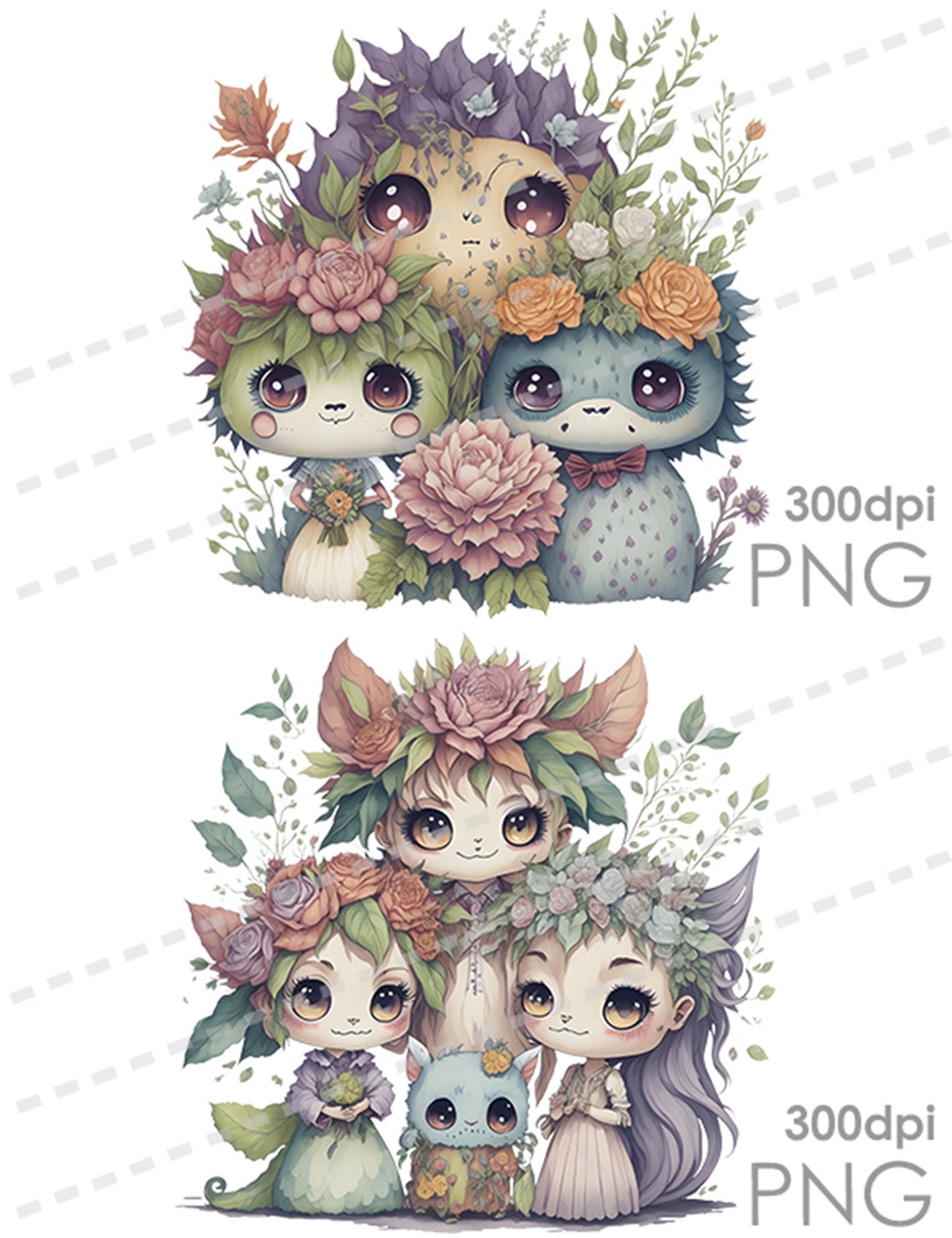 Little Fancy Monster Family Clipart Little Fancy Monster PNG - Etsy