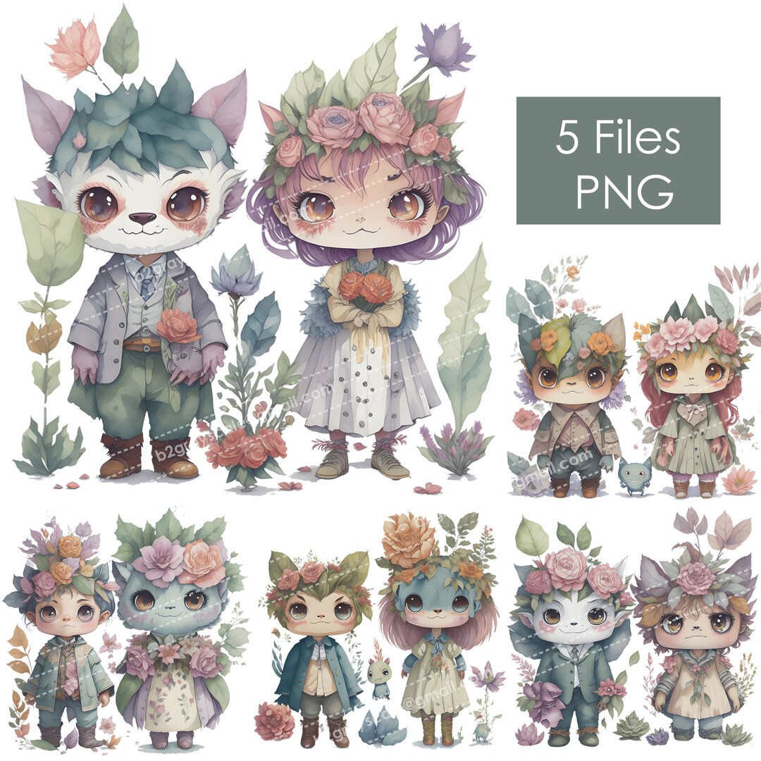 Little Fancy Monster Clipart Little Fancy Monster PNG - Etsy