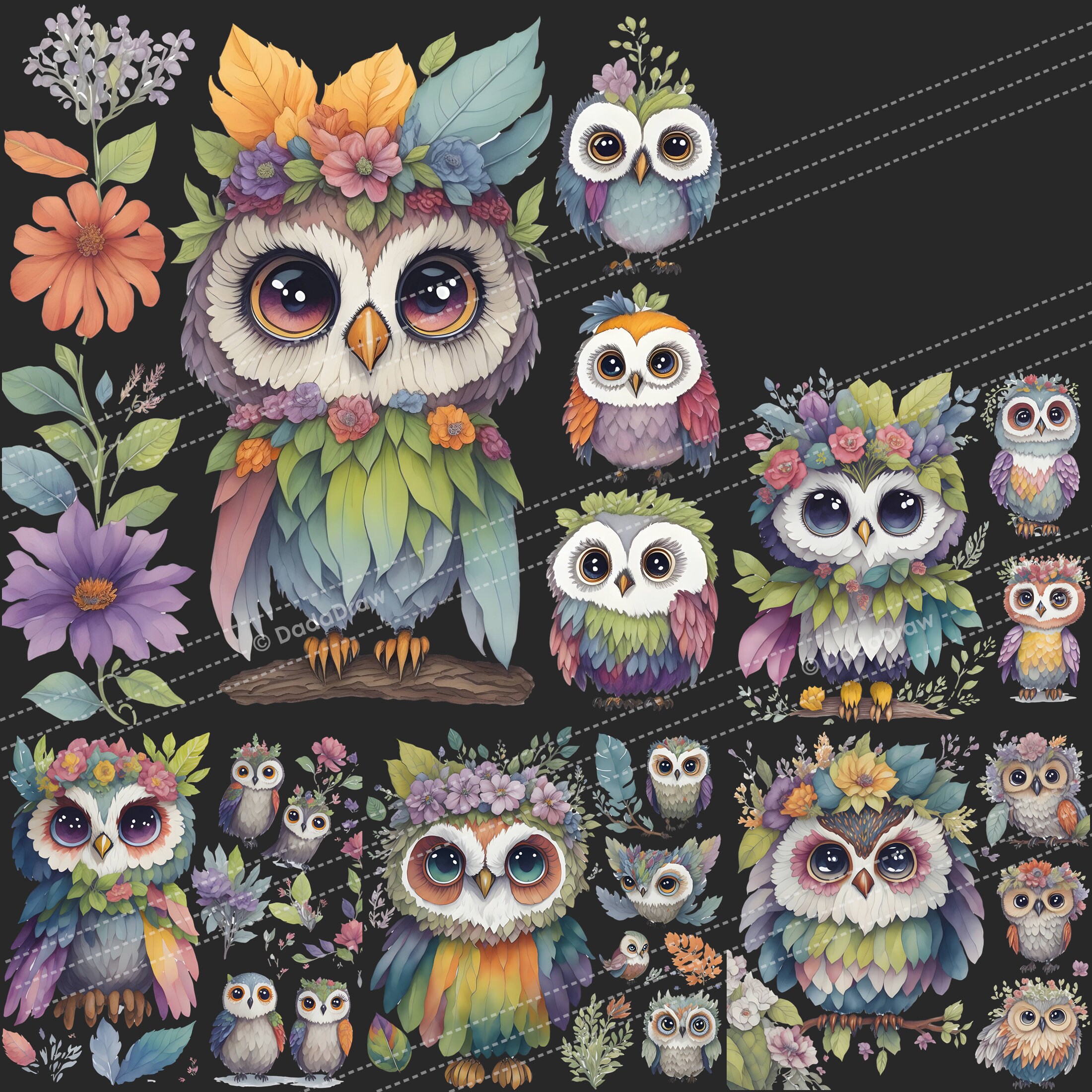 Rainbow Owlet Bird Clipart, Rainbow Spectrum Owl PNG, Owlet Instant ...