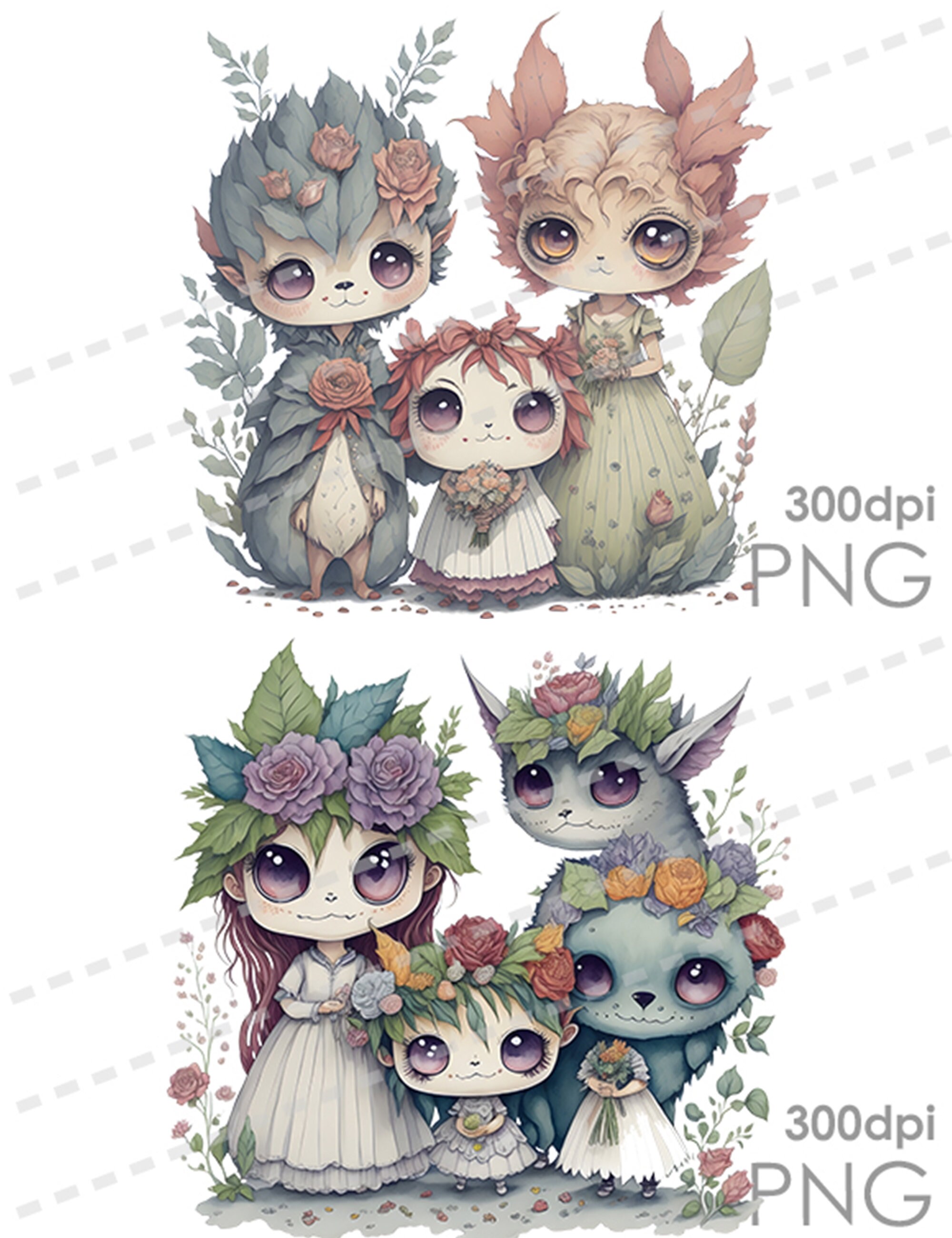 Little Fancy Monster Family Clipart Little Fancy Monster PNG - Etsy