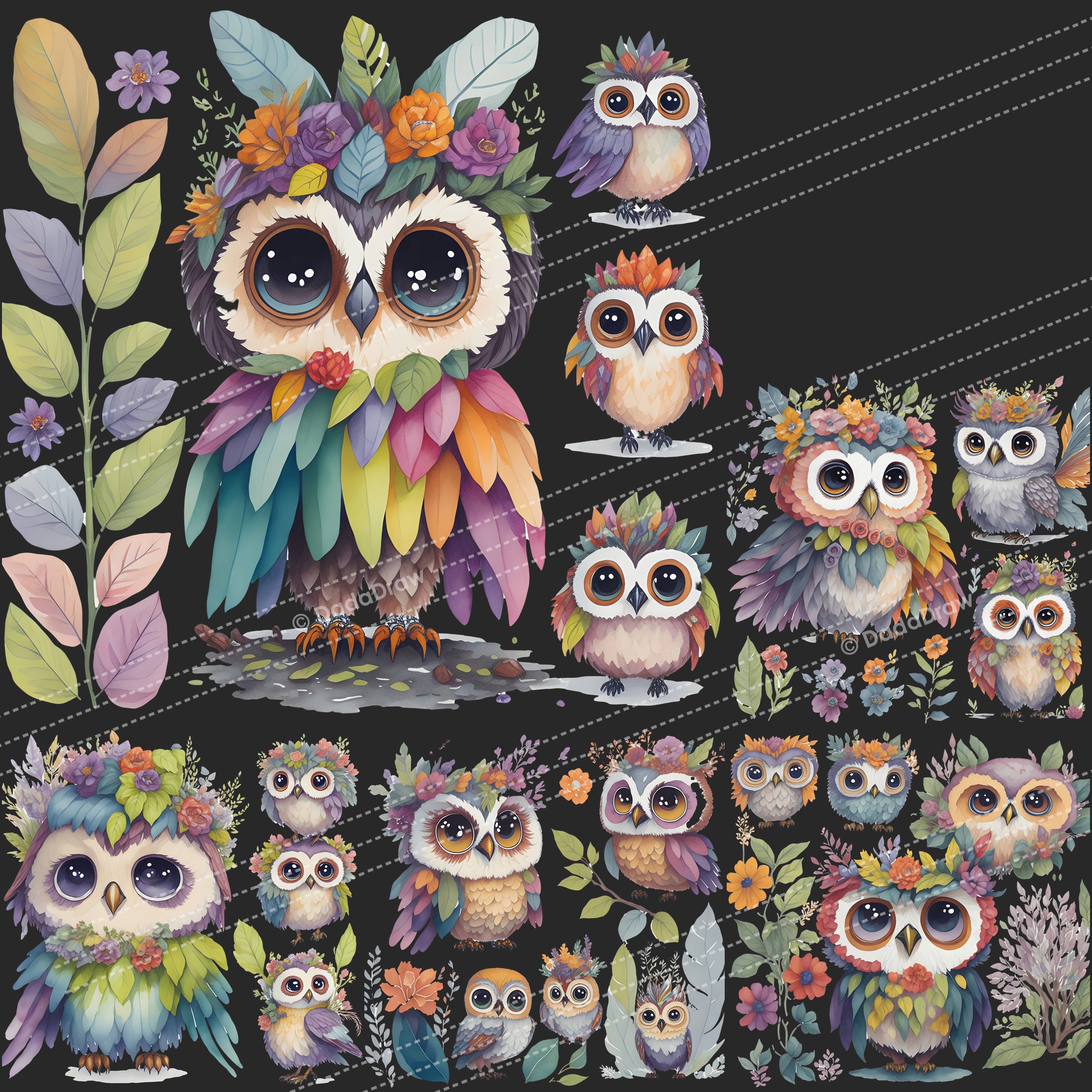 Rainbow Owlet Bird Clipart, Rainbow Spectrum Owl PNG, Owlet Instant ...