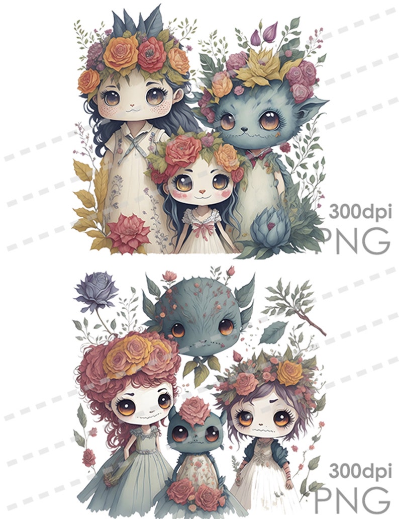 Little Fancy Monster Family Clipart, Little Fancy Monster PNG, Digital ...