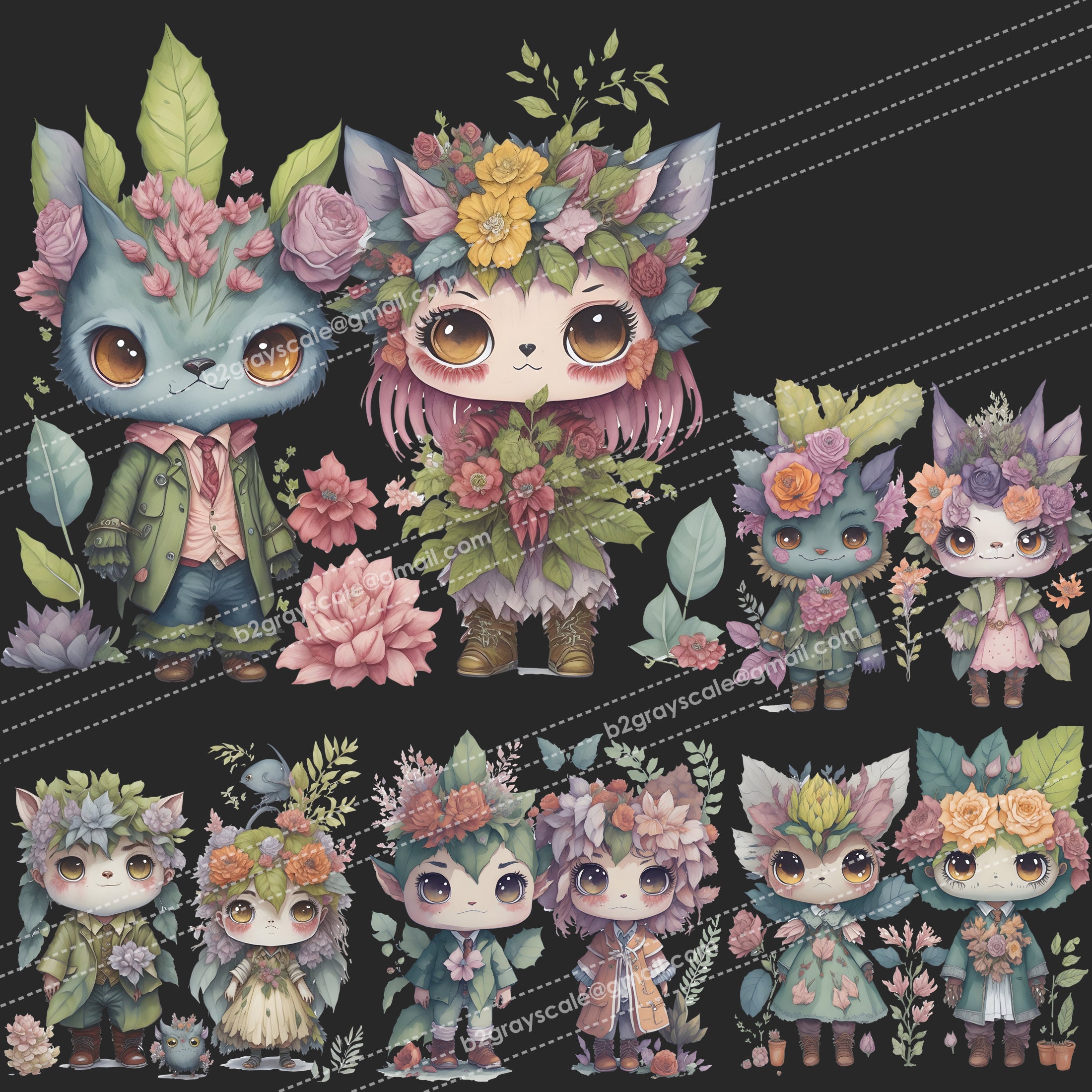 Little Fancy Monster Clipart Little Fancy Monster PNG - Etsy