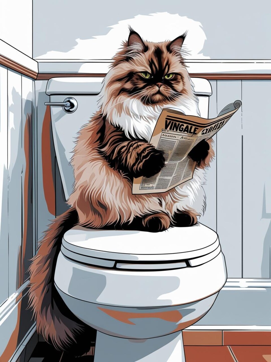 Luxury Loo Time: Featuring a Cat and a Newspaper - Etsy