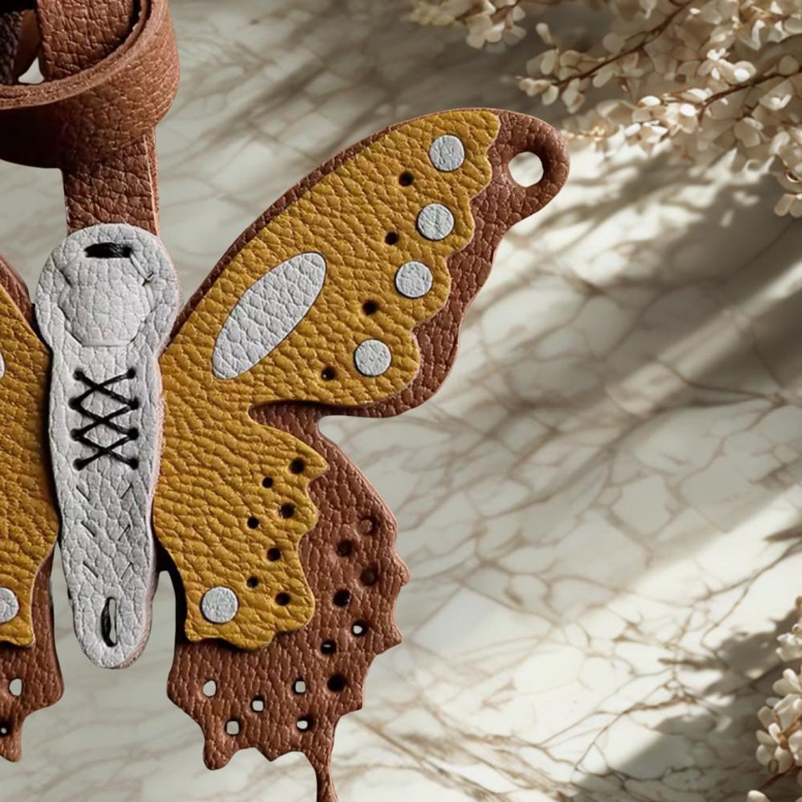 Leather Butterfly Bag Charm Keychain, Handmade Genuine Leather Purse ...