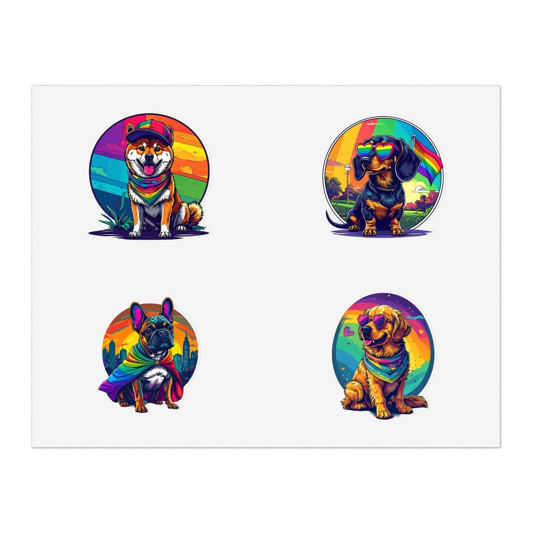 Pride Dog Sticker Sheet | Cute LGBTQ+ Shiba Dachshund Retriever ...