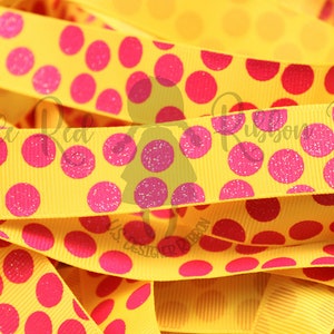 Shocking Pink Silly Dots on Grosgrain Ribbon 7/8 5 Yards | Etsy