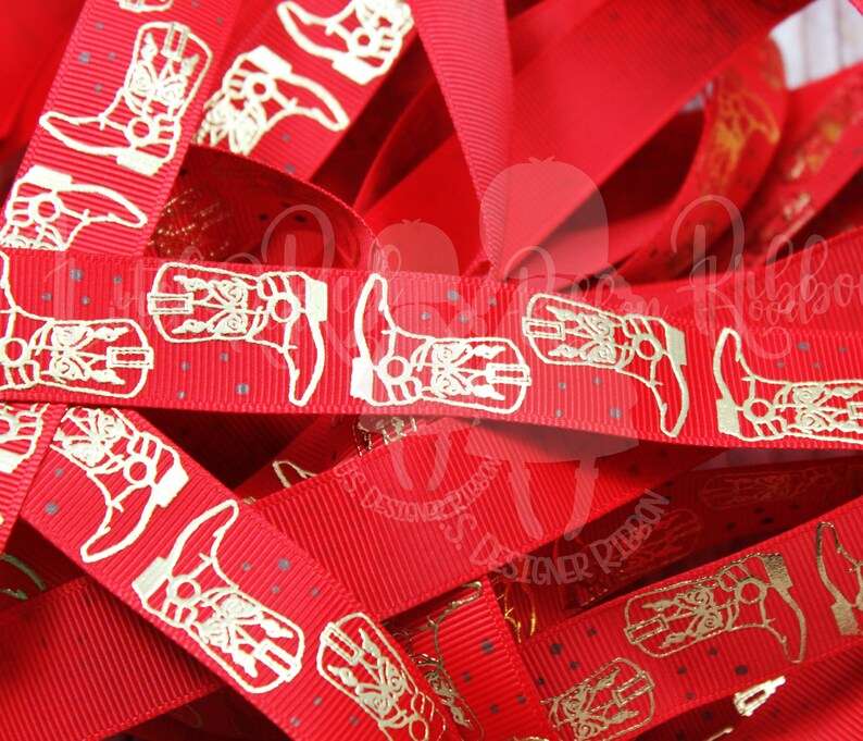 Gold Foil Cowgirl Boots Ribbon 7/8 You Choose the Color | Etsy