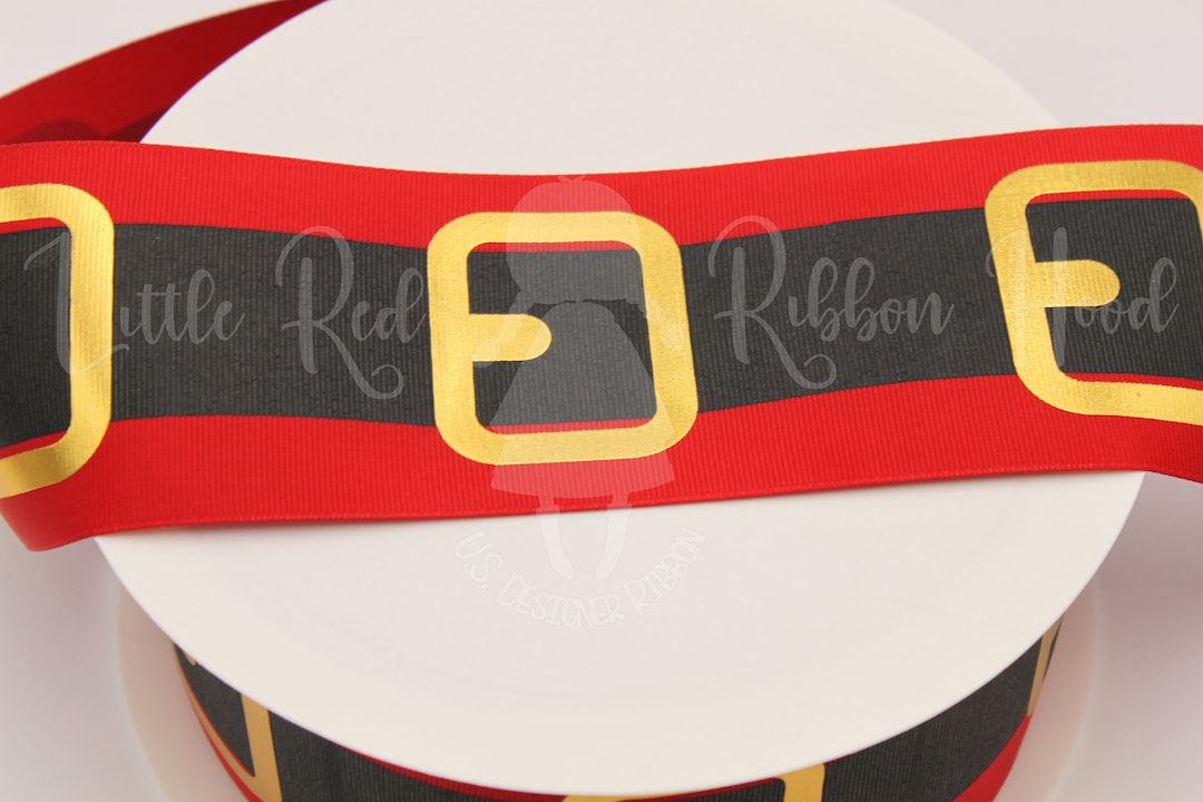 Santa Belt Gold Foil Buckle Red Grosgrain Ribbon 3 Grosgrain Ribbon - Etsy