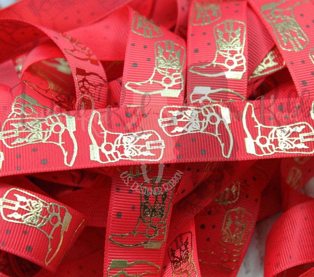 Gold Foil Cowgirl Boots Ribbon 7/8 You Choose the Color - Etsy