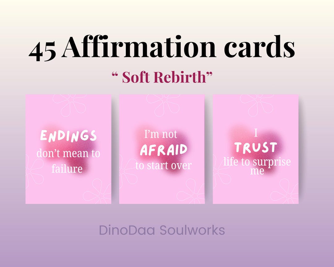 Affirmation Cards - Soft Rebirth|45 Healing New Beginning Quotes |8 ...