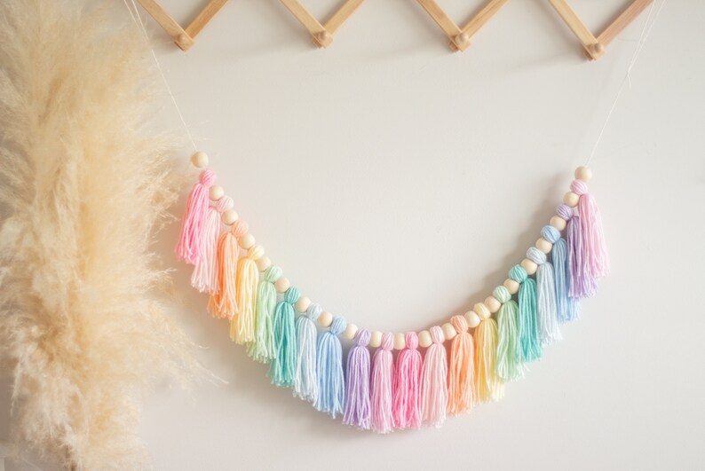 Pastel Rainbow Tassel Garland. Boho Nursery and Kids Room - Etsy
