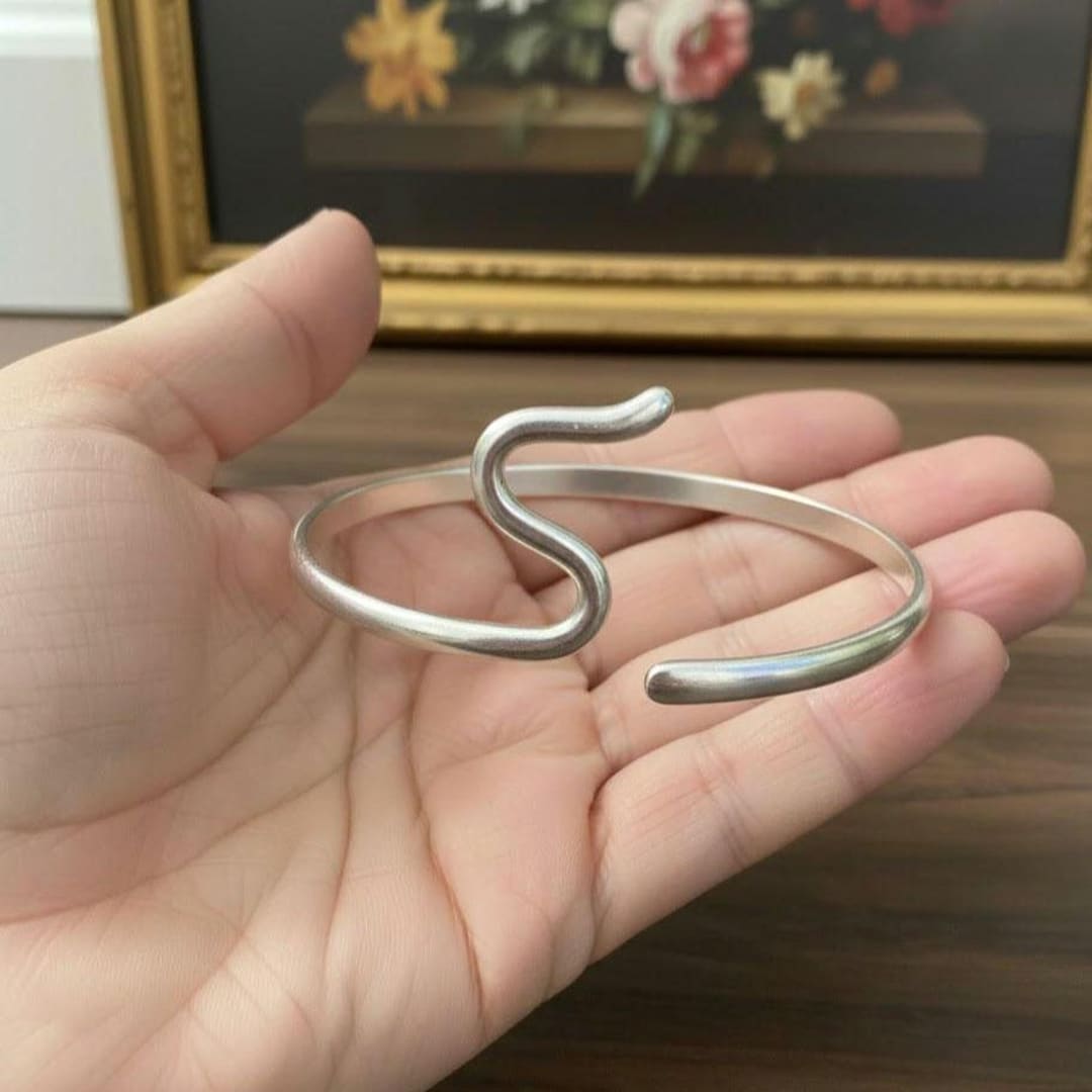 Handmade 925 Silver Snake Bangle – Modern Open Cuff Bracelet - Etsy
