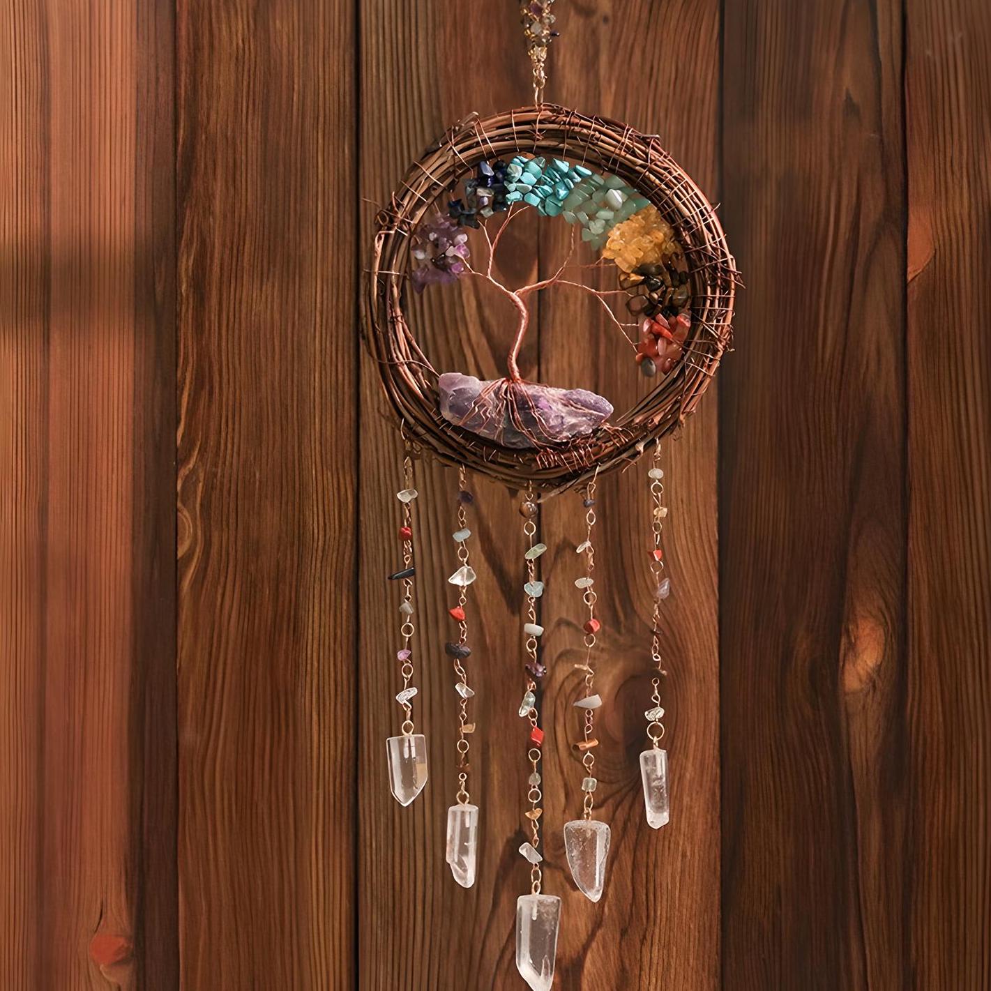 Tree of Life Vine Dreamcatcher | 7 Chakras Wall Hanging | Rustic Vine ...