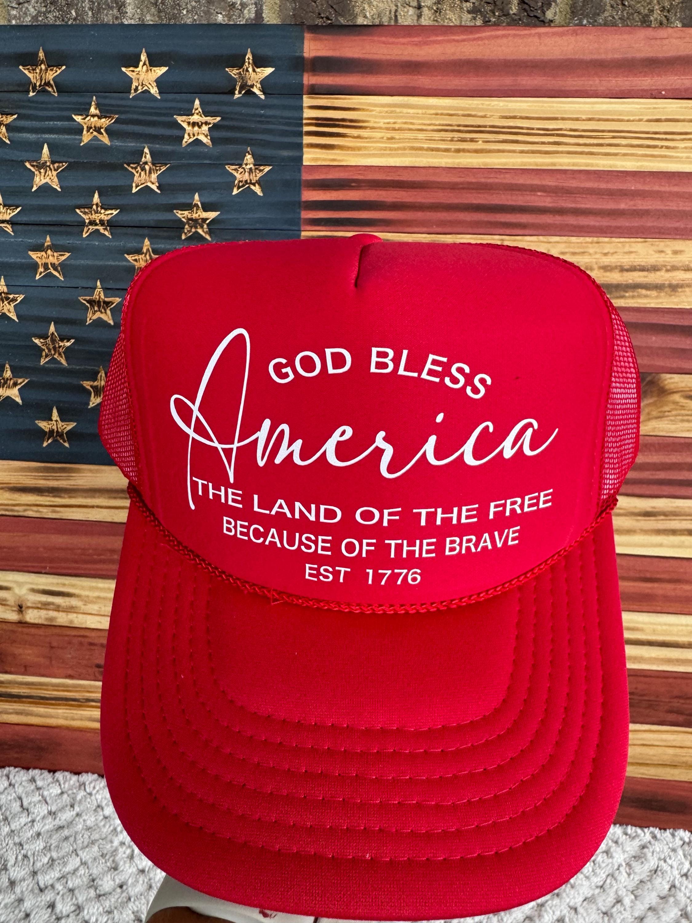 God Bless America Trucker Hat, America Hat, Custom Hats, Trucker Hat ...
