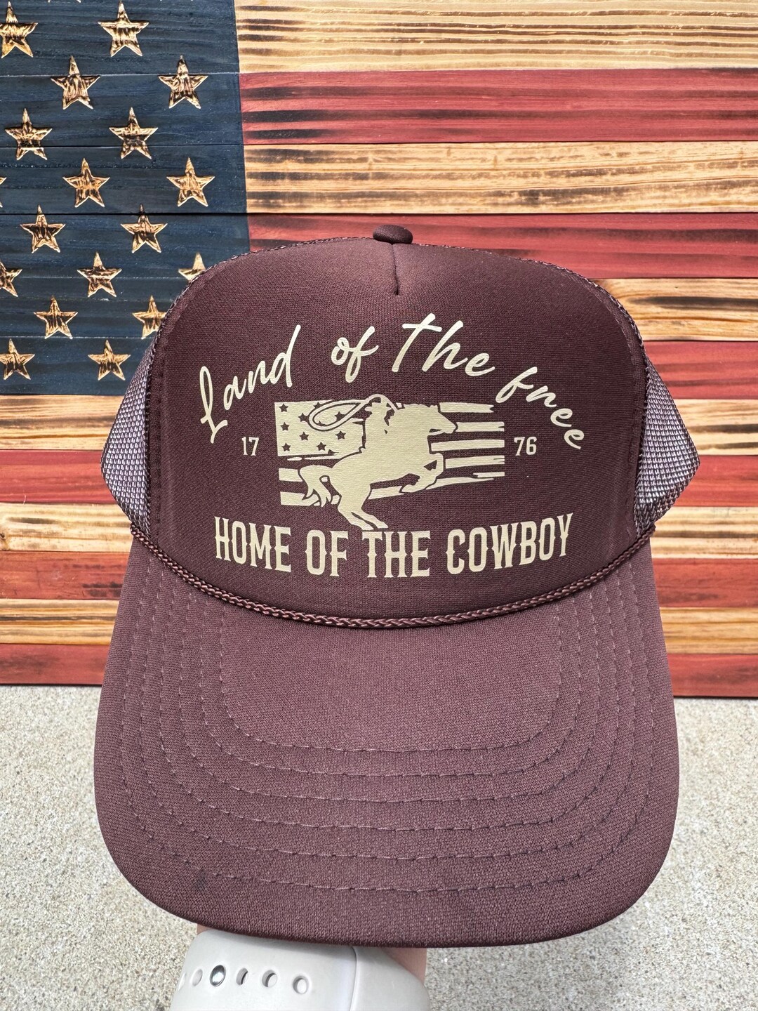 Land of the Free Home of the Cowboy Trucker Hat, Western Snapback ...