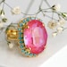Pink Cocktail Ring, Hot Pink Crystal Cocktail Ring, Turquoise Pink ...