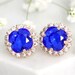 Royal Blue Stud Earrings, Blue Crystal Stud Earrings, Blue Sapphire ...